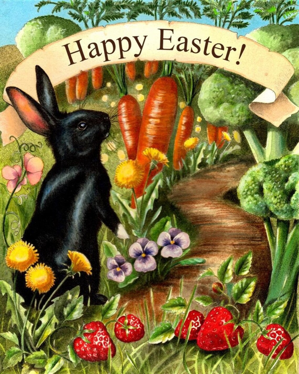 Set of Black Easter Bunny Cards by Melody Lea Lamb - Etsy