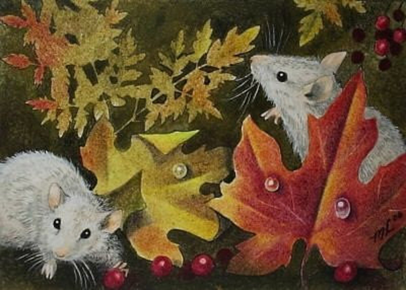 Cute Fall Mouse Art Melody Lea Lamb ACEO Giclee Print - Etsy