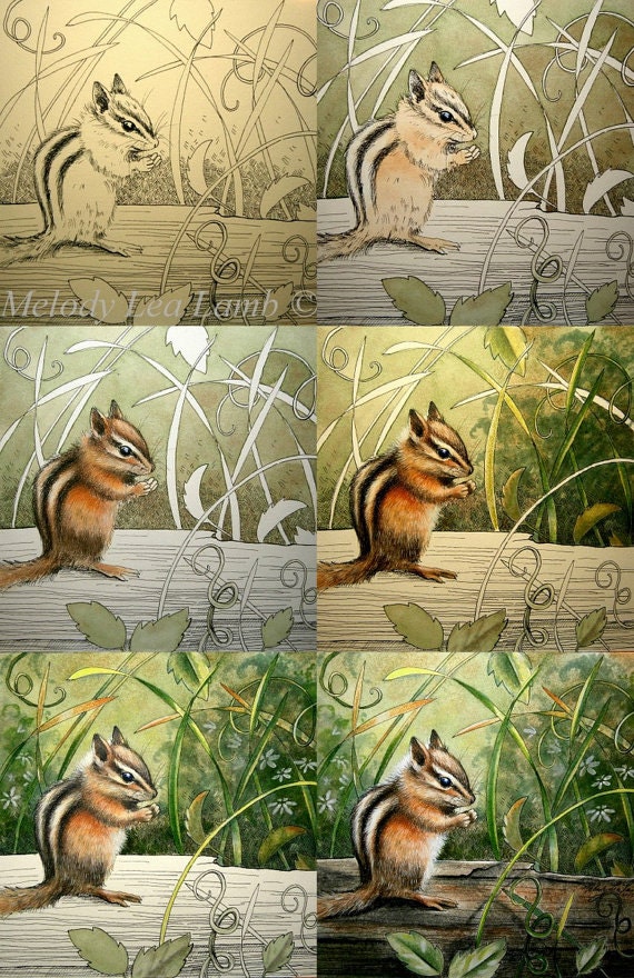 Chipmunk Woodland Animal Art 5 X 5 Giclee Print by Melody Lea - Etsy Canada