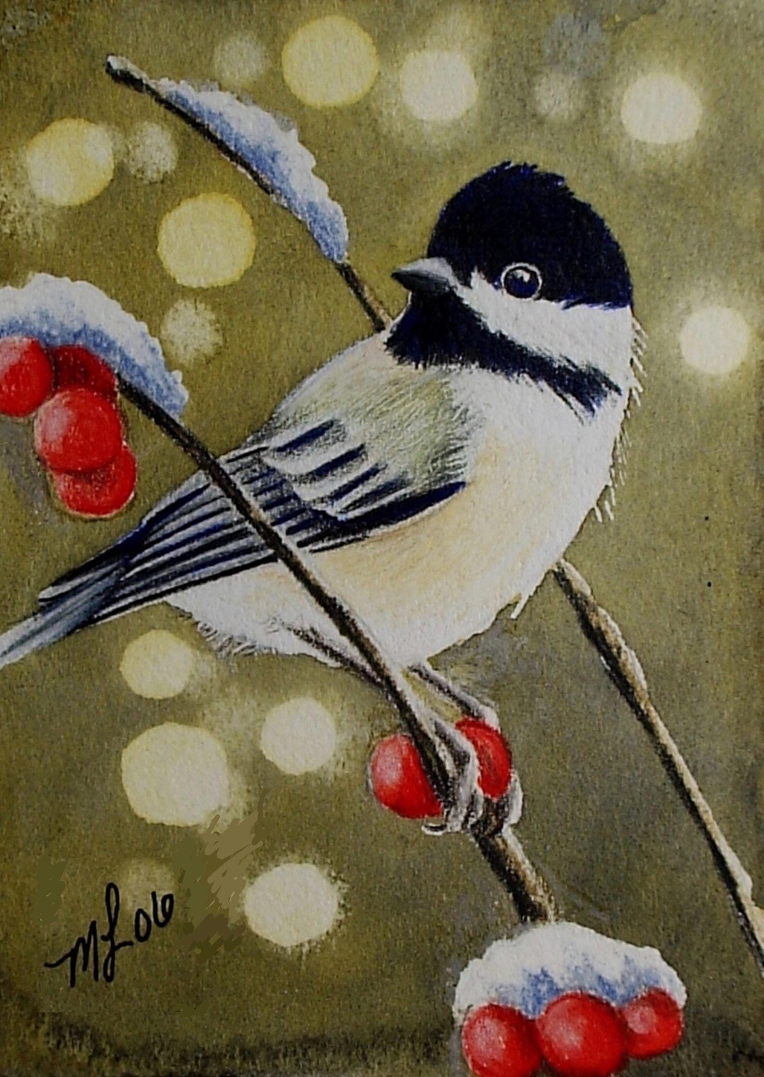 Giclee Print of My Small Original Chickadee Painting. ACEO, Miniature ...