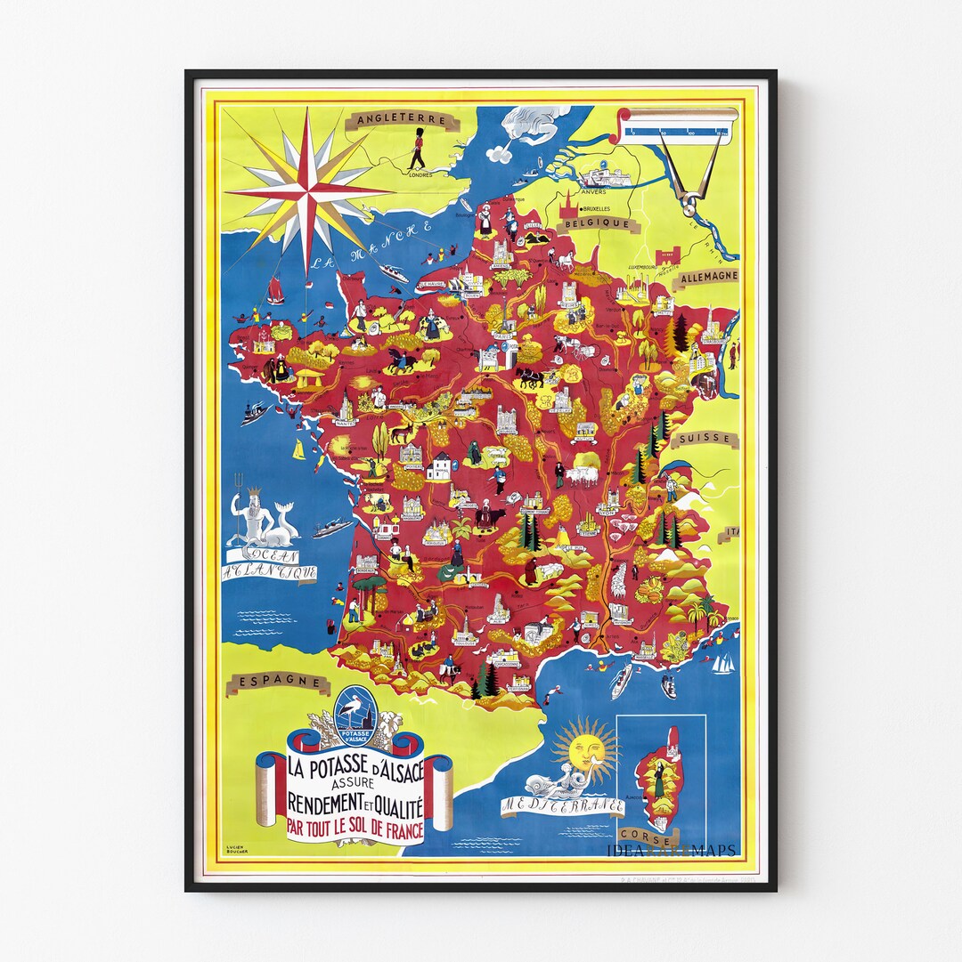 Map of France | Reproduction of Old Poster - Etsy
