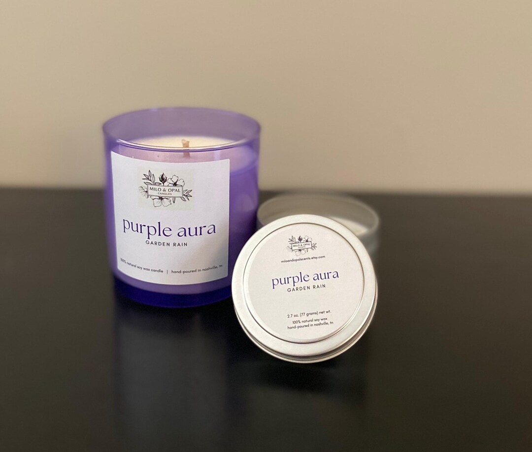 Purple Aura Soy Candle – Fresh Floral Scent, 4 Oz Tin, Vegan - Etsy