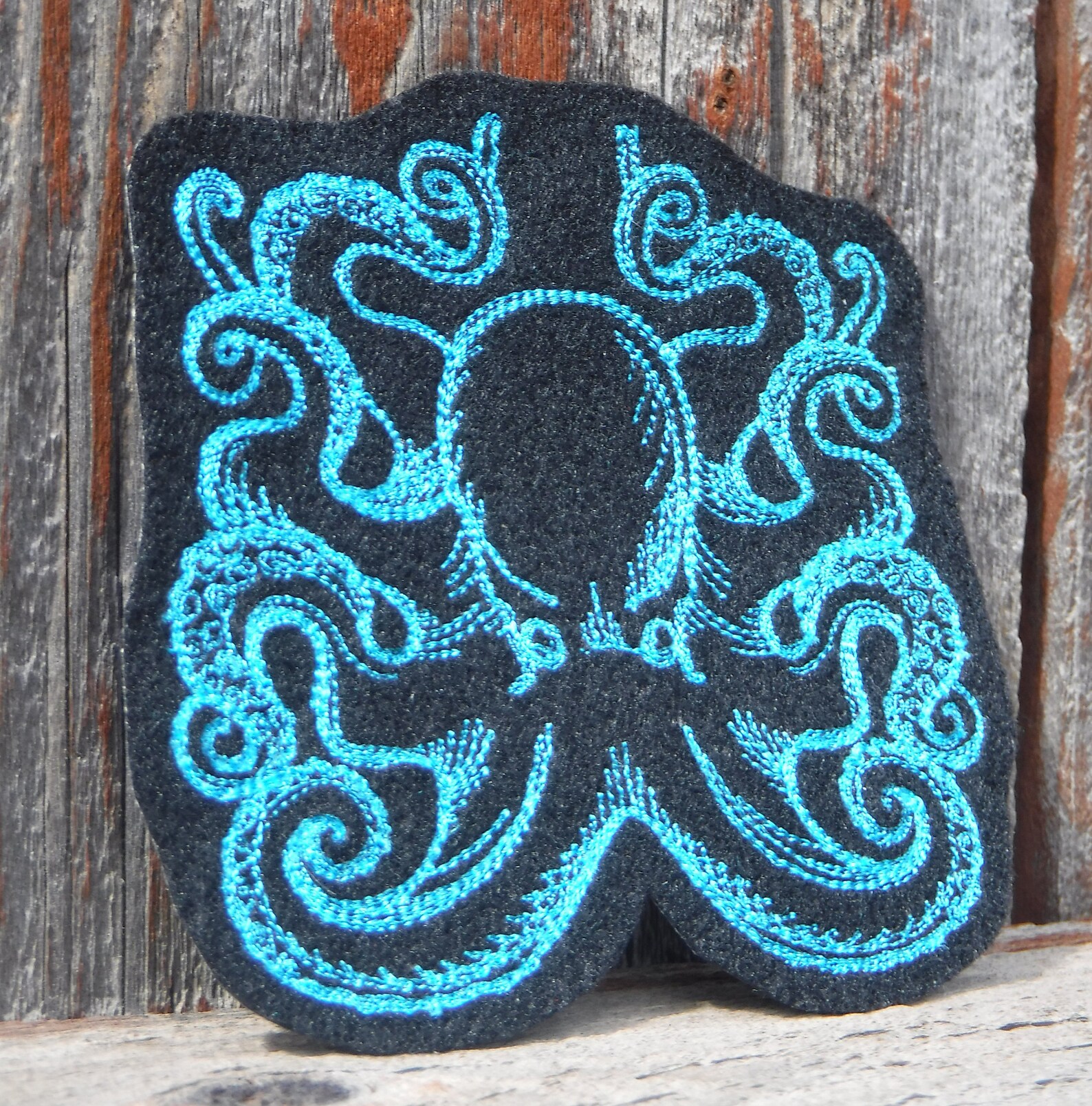 Octopus Patch Blue Iron on Patch Patches Octopus Applique | Etsy