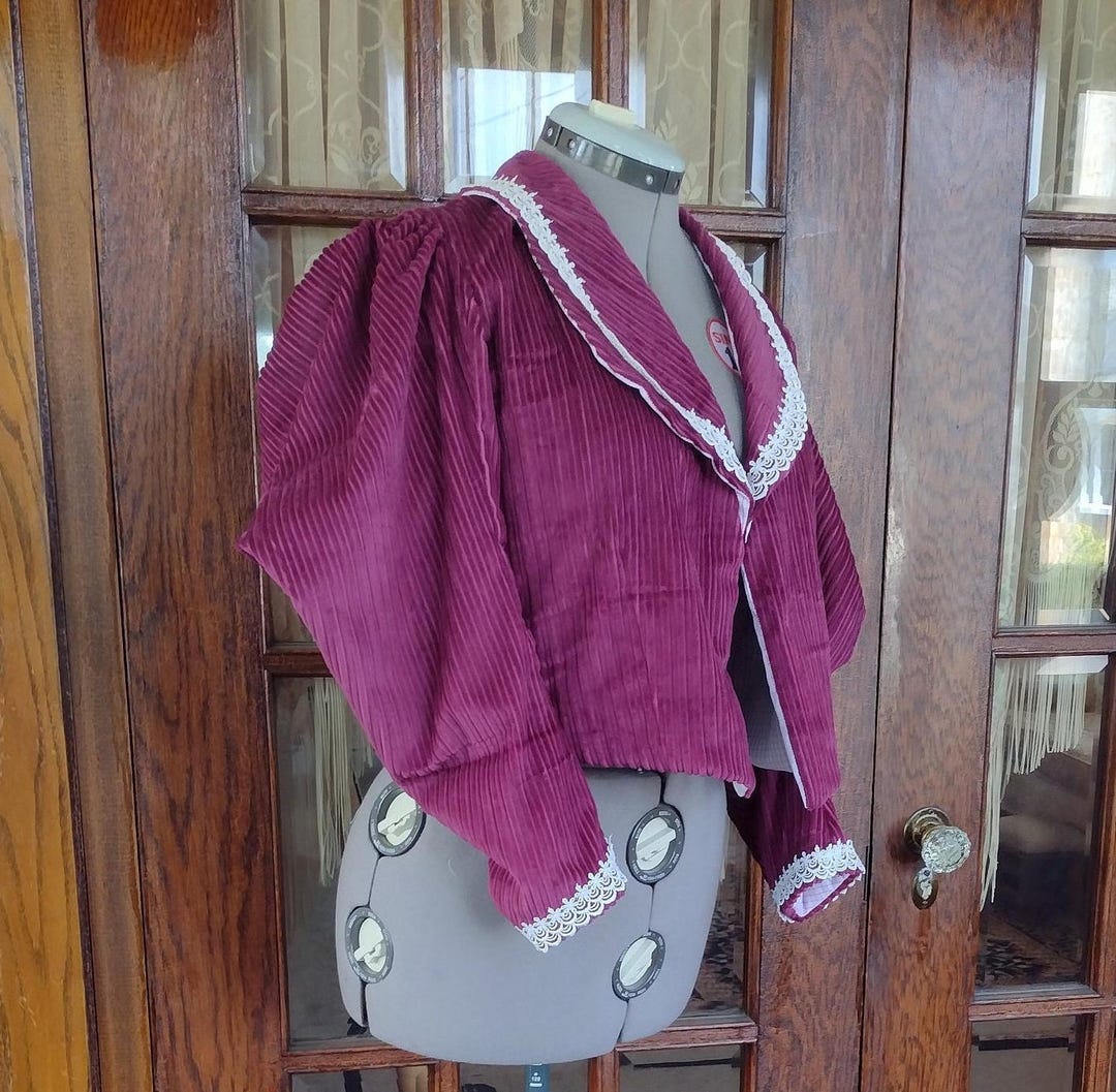Victorian Inspired Corduroy Eton Jacket: Berry Red Crop Coat - Etsy