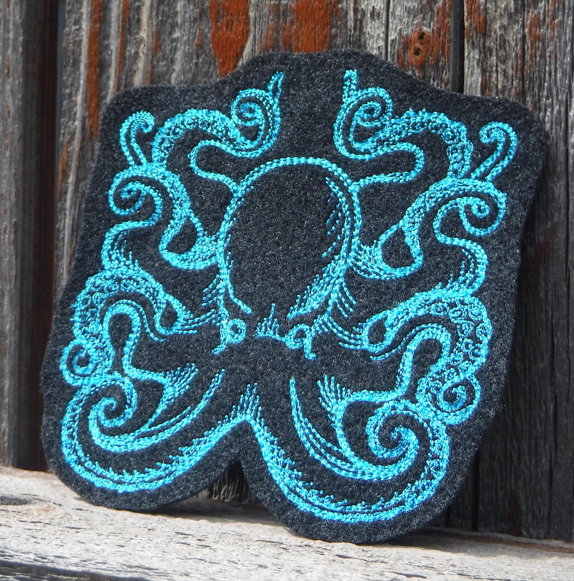 Octopus Patch Blue Iron on Patch Patches Octopus Applique | Etsy