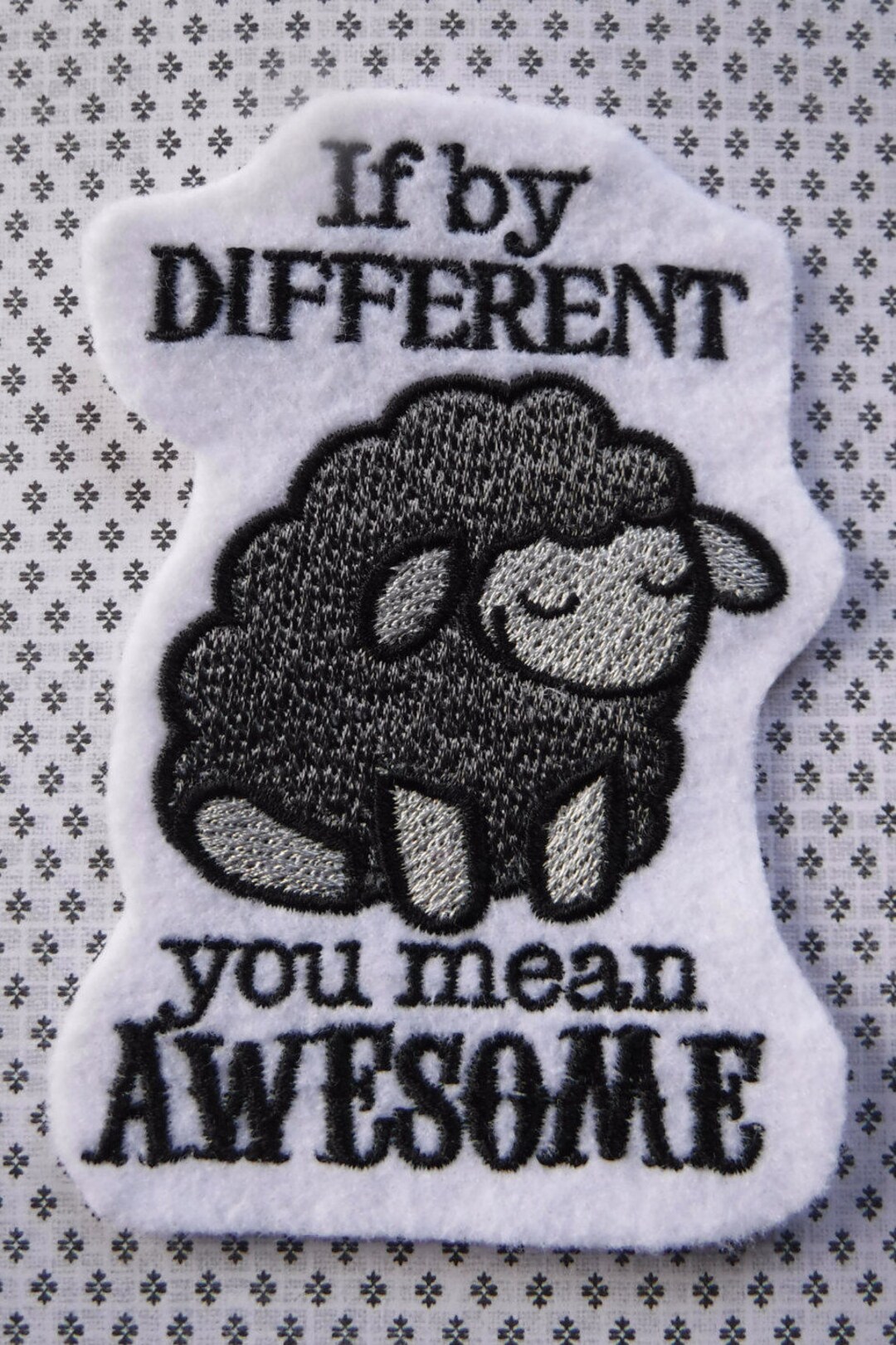 Black Sheep, Black White Patch, Black Embroidery, Sheep Patch, Sheep ...