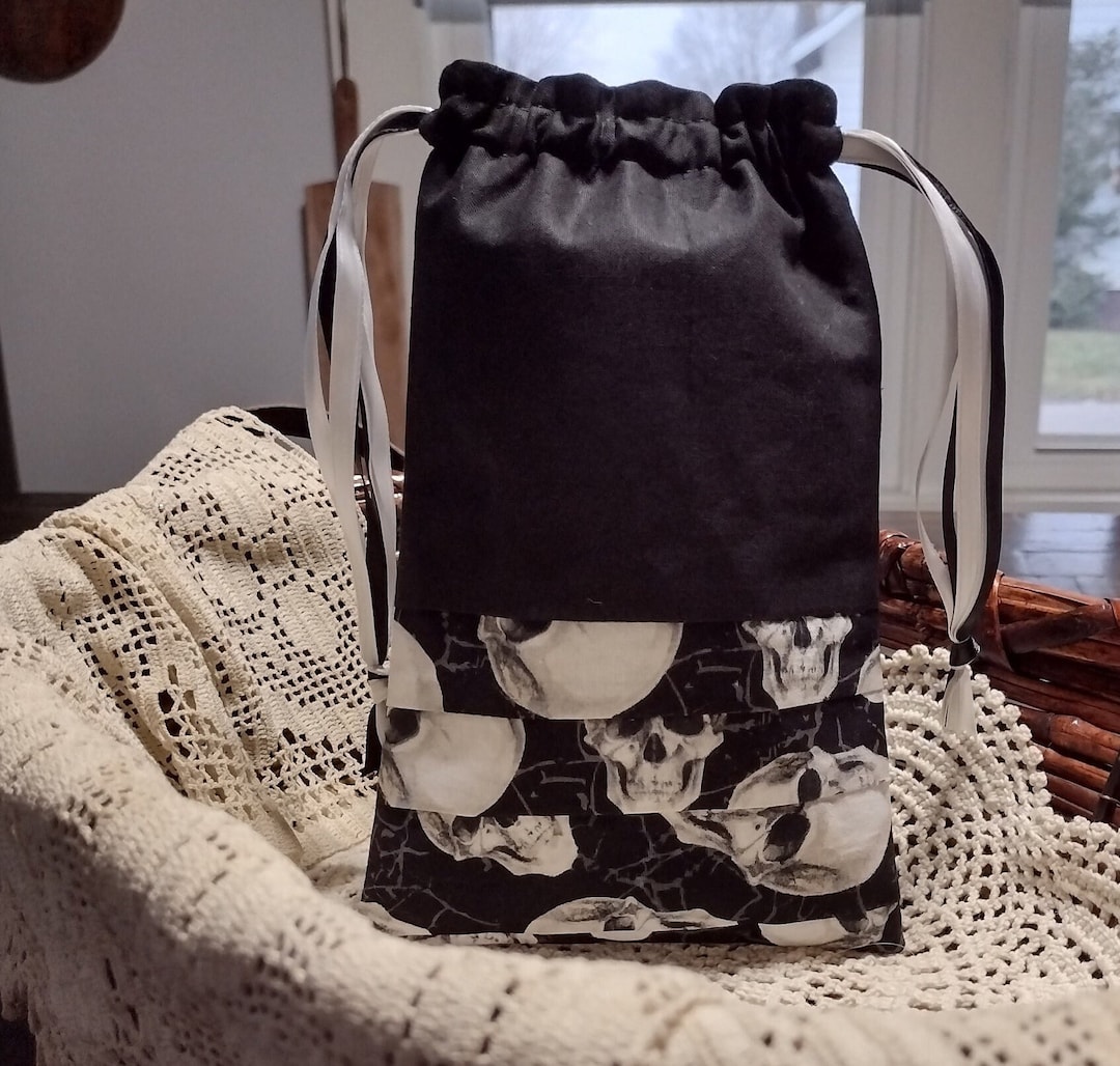 Goth Skull, Biker Skull, Skull Bag, Goth Gifts, Goth Bag, Drawstring ...