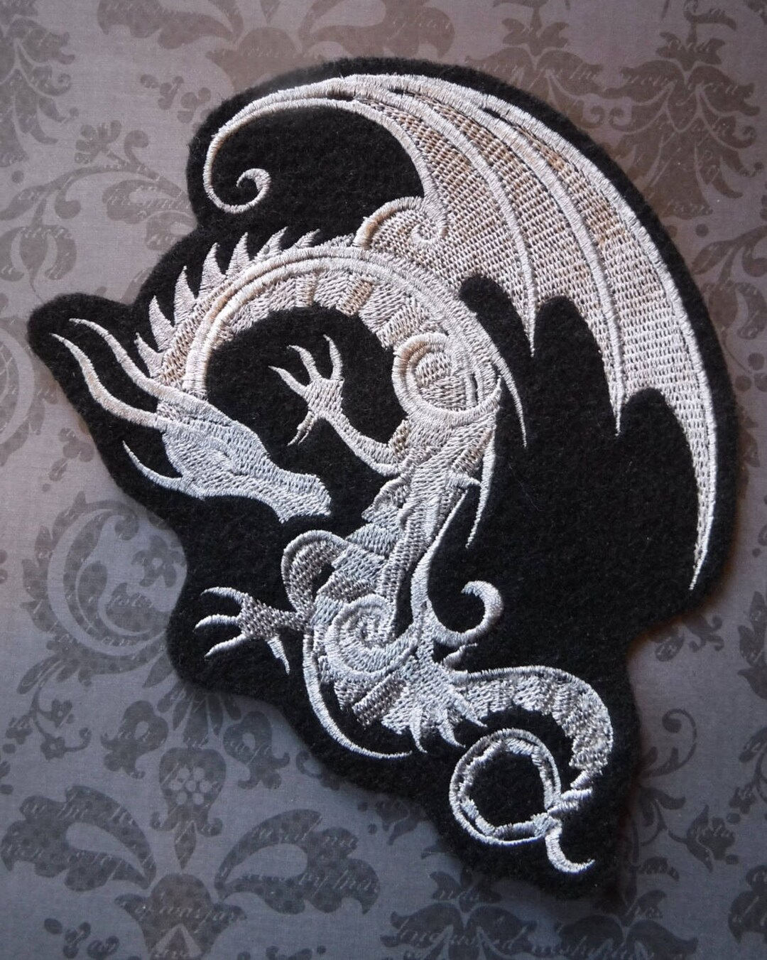 Dragon Patch, Baroque Dragon, Medieval Dragon, Iron on Patch, Gothic ...