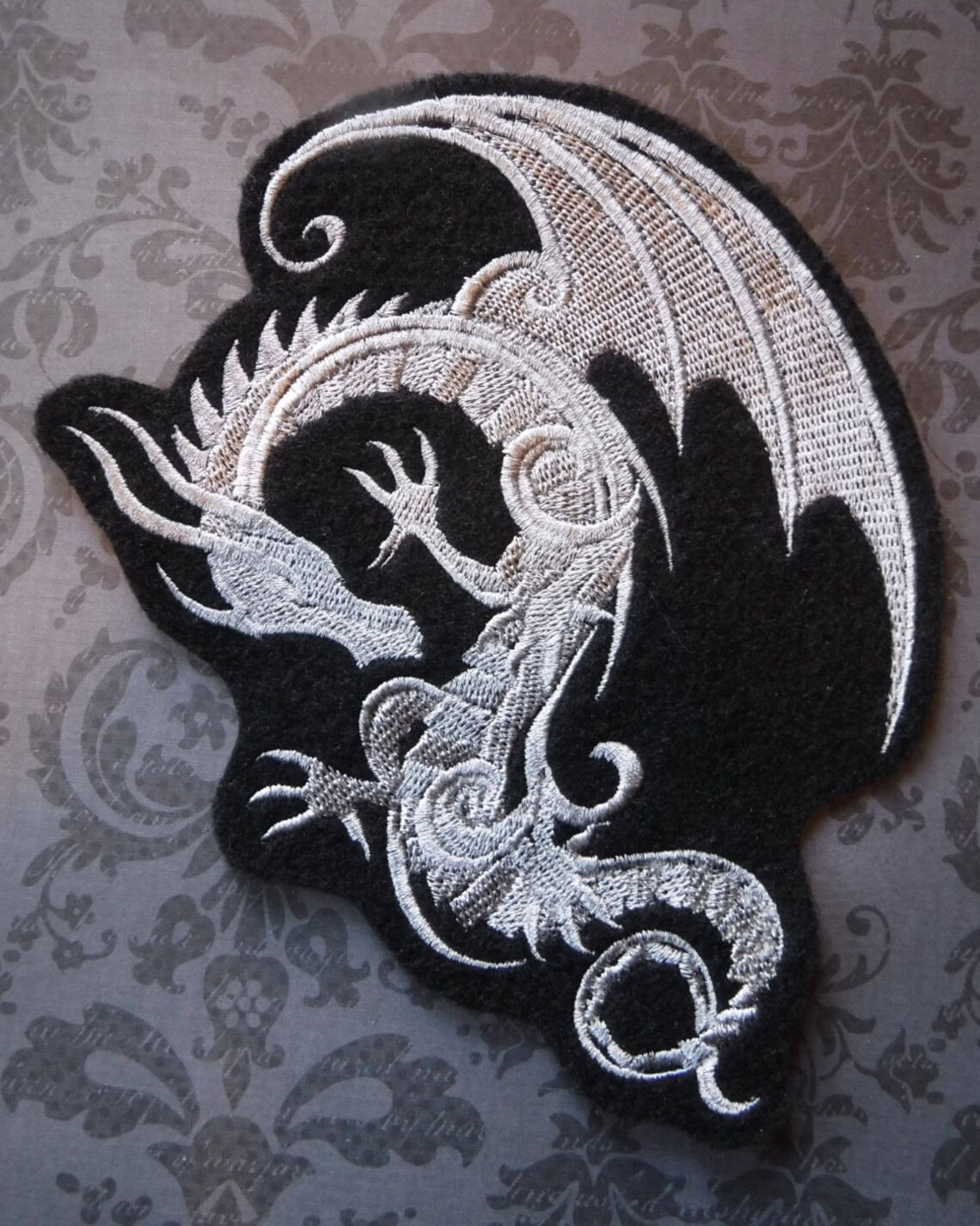 Dragon Patch Baroque Dragon Medieval Dragon Iron on Patch - Etsy