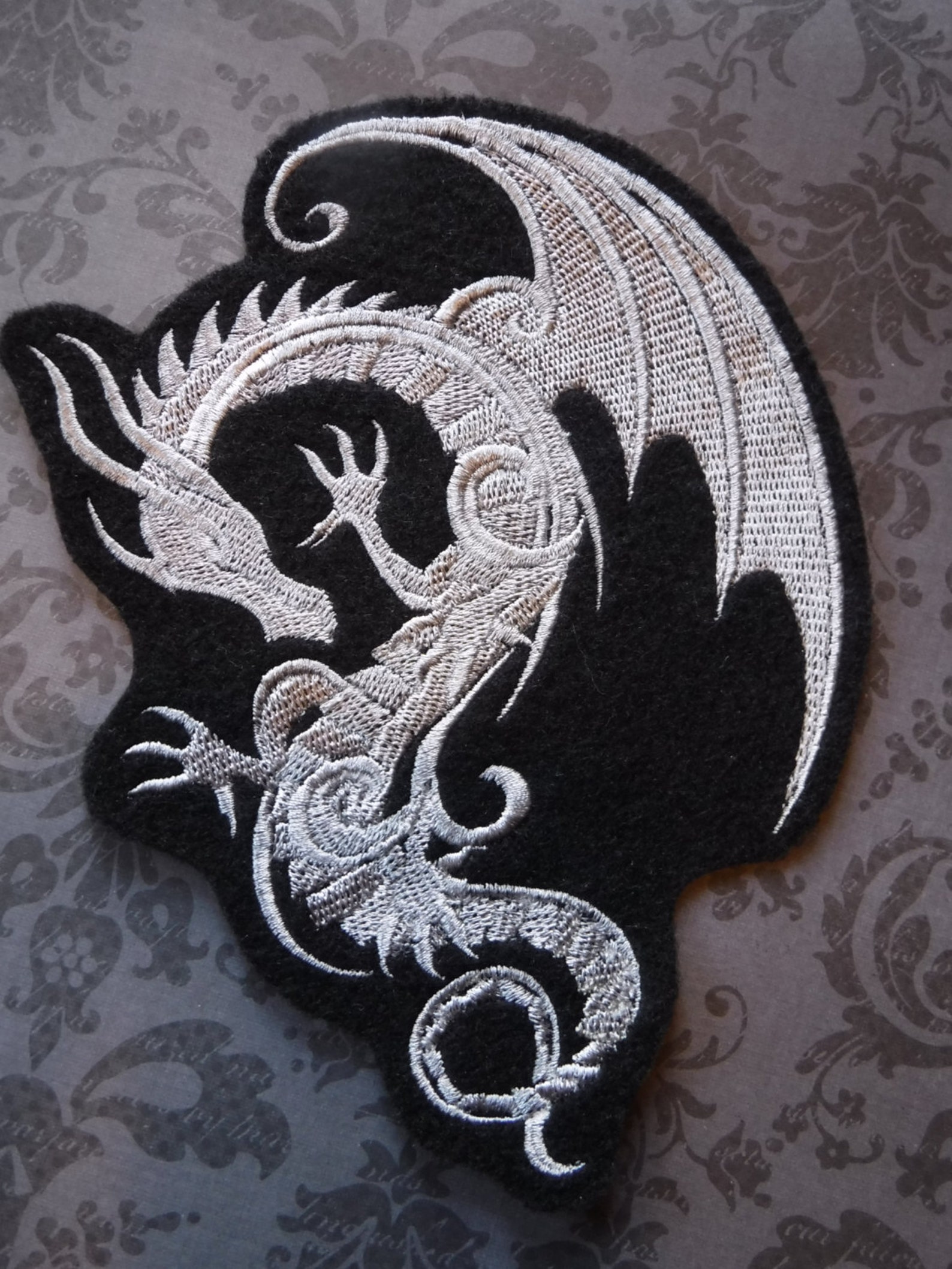 Dragon Patch Baroque Dragon Medieval Dragon Iron on Patch - Etsy
