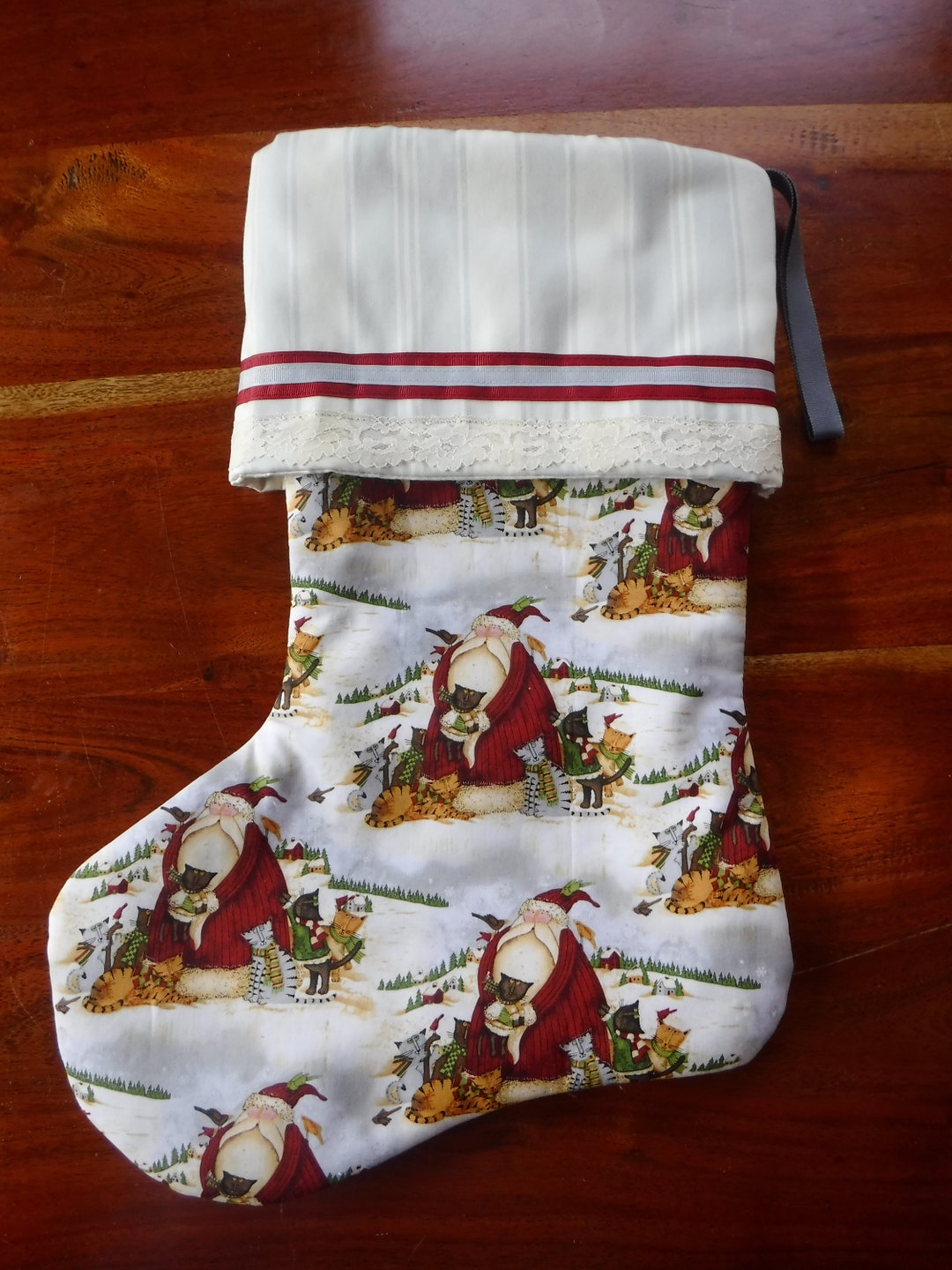 Santa Stocking, Country Santa, Christmas Santa, Handmade Stocking ...