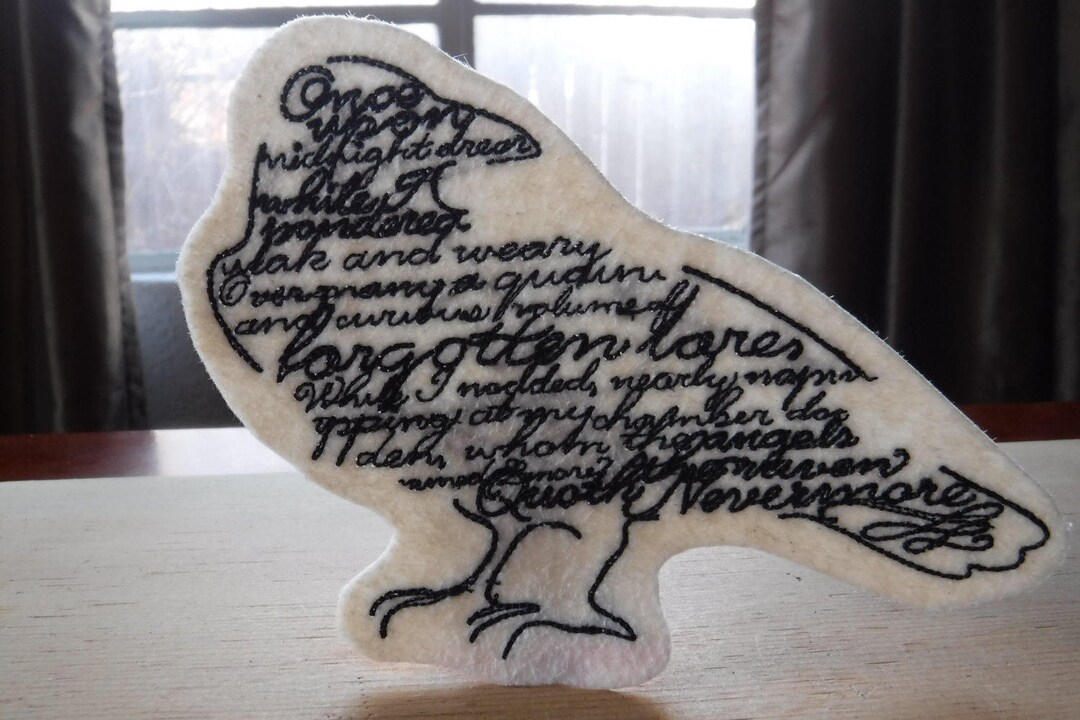 Raven Poe Embroidered Iron on Patch: Gothic Bibliophile Gift - Etsy