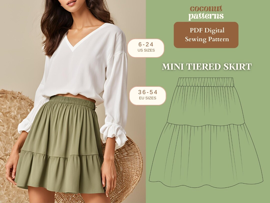 Mini Skirt Sewing Pattern PDF 36-54 Skirt Pattern Beginner Skirt ...