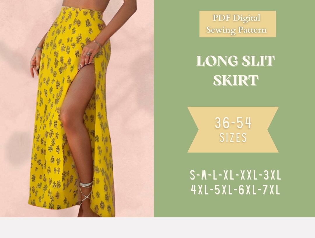 Maxi Slit Skirt Slit Skirt Pattern Skirt Sewing Pattern Women Pattern ...