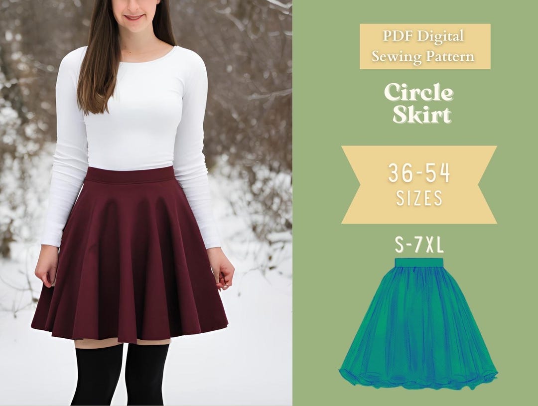 Circle Skirt PDF Pattern \ 36-54 \ Instant Download \ Women's Sewing ...