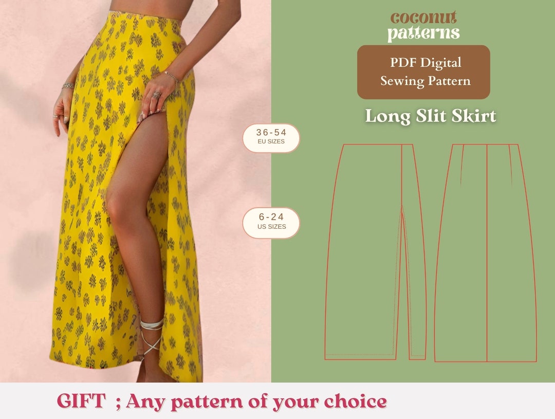Maxi Slit Skirt Slit Skirt Pattern Skirt Sewing Pattern Women Pattern ...