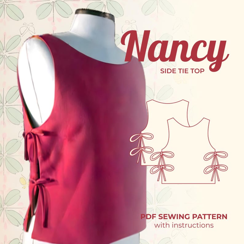 Side Tie Crop Top Sewing Pattern: Women's Sizes US 6-24 (digital PDF ...