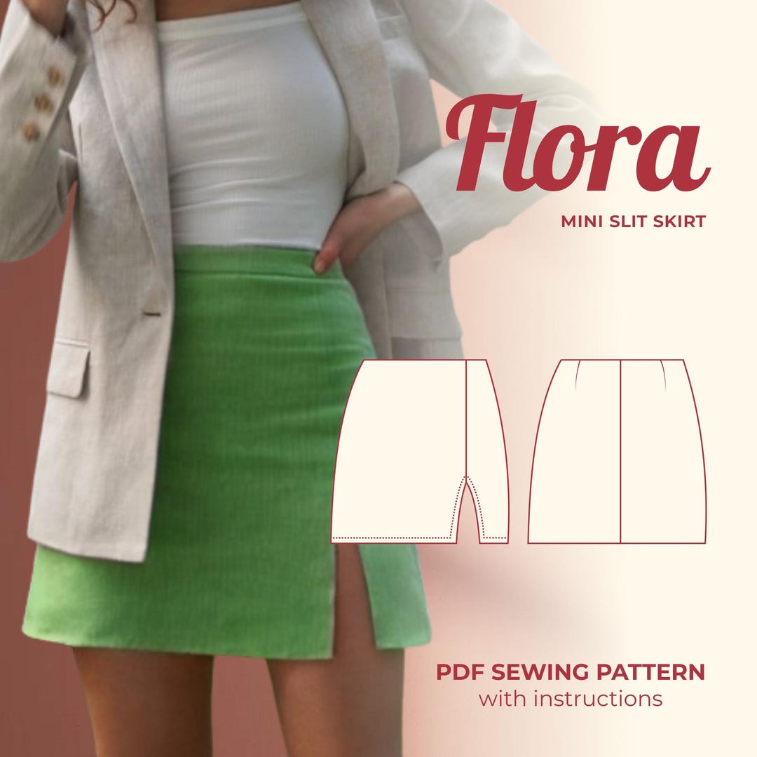 Slit Skirt Pattern | Slit Mini Skirt Sewing Pattern | Mini Skirt Sewing ...
