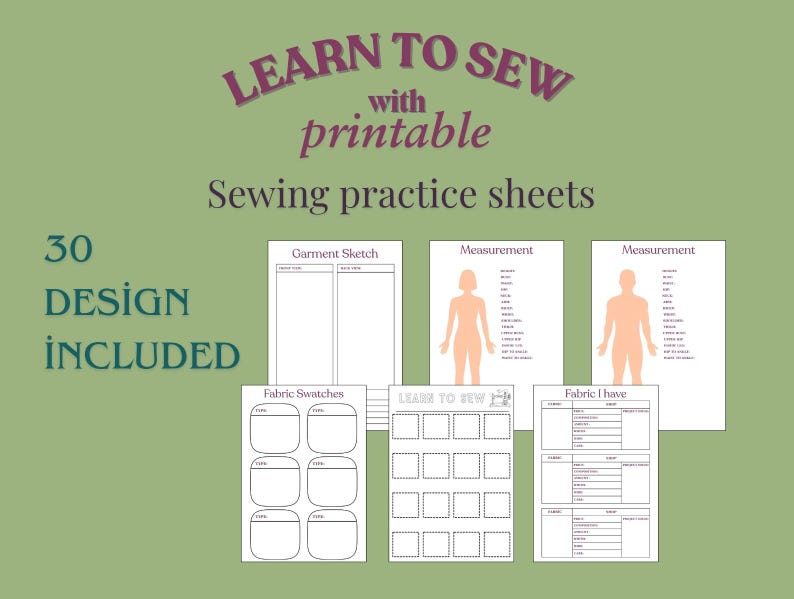 Printable Sewing Patterns for Beginners | Learn to Sew Practice Sheets ...