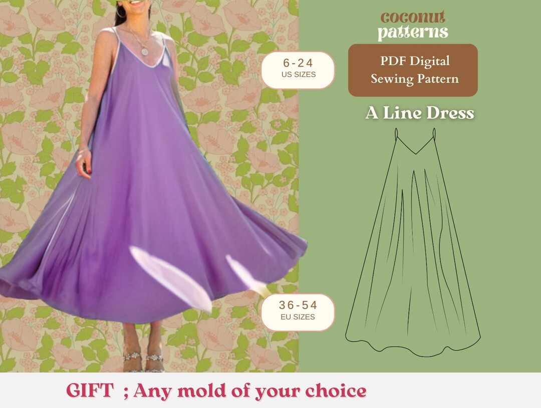 A Line Dress | Summer Dress Sewing Pattern | 36-54 / 6-24 / 8-26 | Slip ...