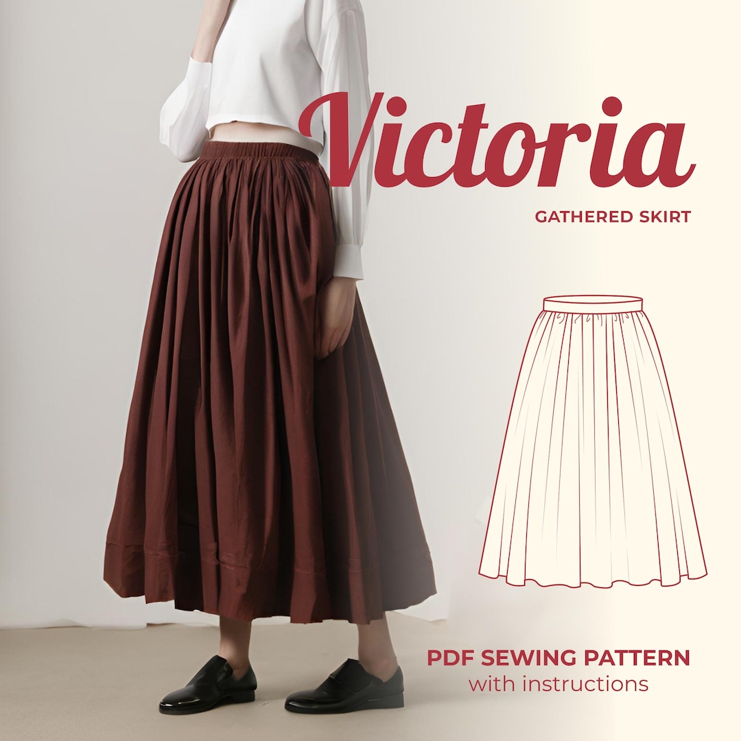 Vintage Linen Midi Skirt Sewing Pattern: Gathered Waist (PDF) - Etsy