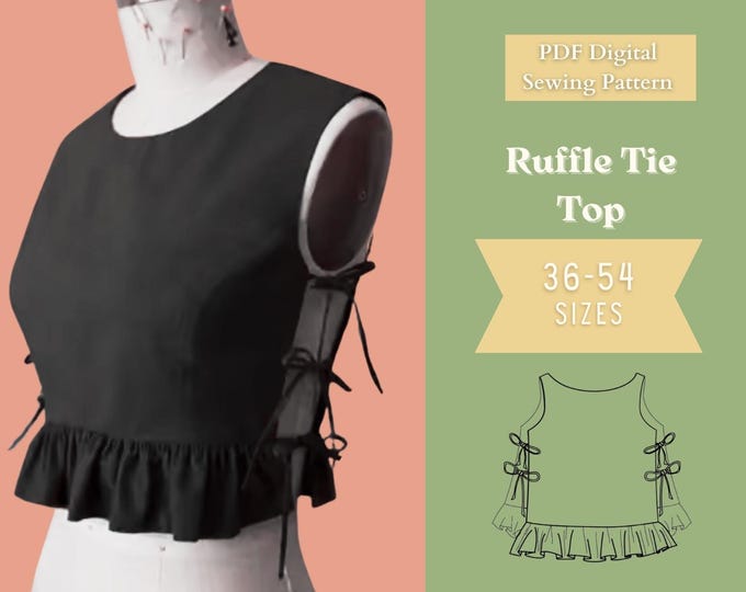 Side Tie Tank Sewing Pattern | Digital PDF Sewing Pattern | Instant ...