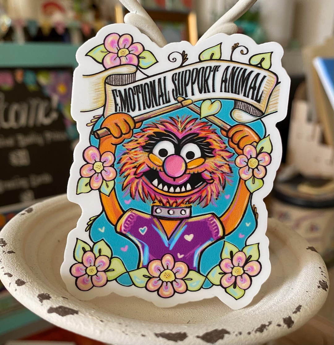 Emotional Support Animal Muppet Vinyl Decal Sticker - Etsy