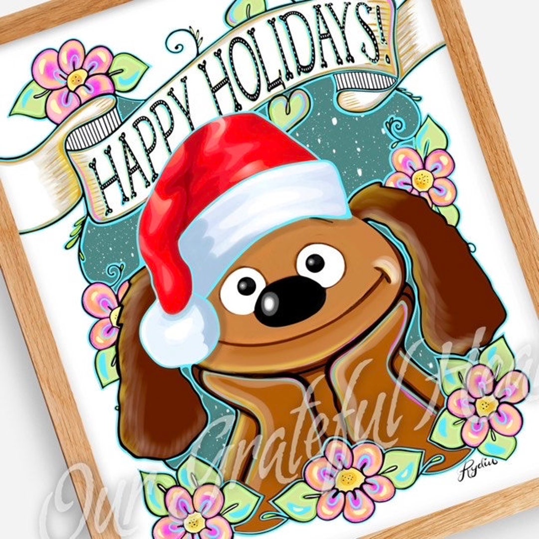 Rowlf the Dog Happy Holidays / the Muppets / Muppet Fan Art / Fine Art ...