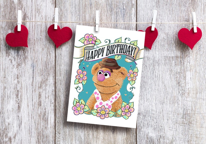 Fozzie Bear Happy Birthday Greeting Card / A 5x7 Muppet Fan Art Card ...