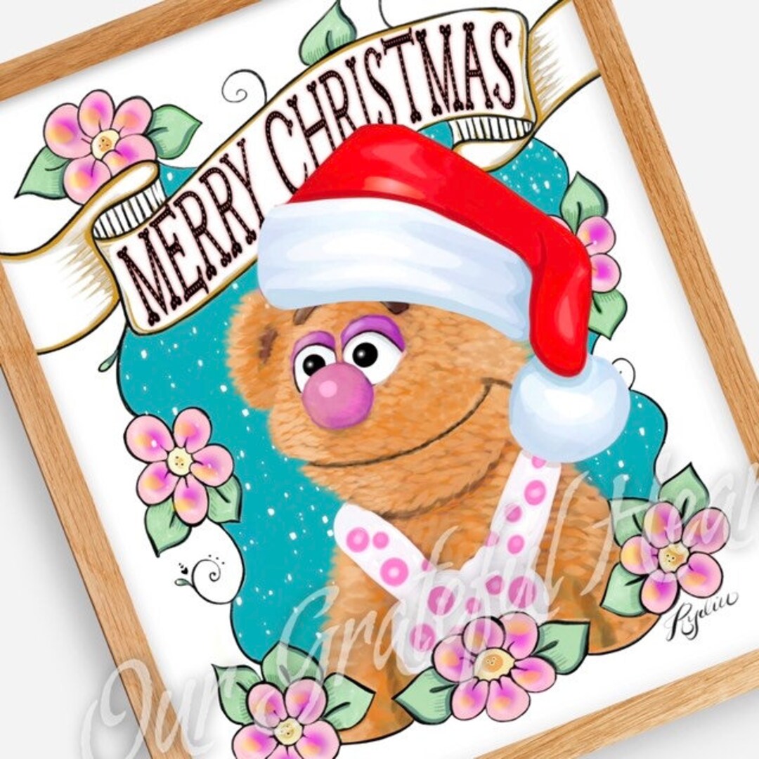 Merry Christmas Fozzie Bear / the Muppets / Muppet Fan Art / Fine Art ...