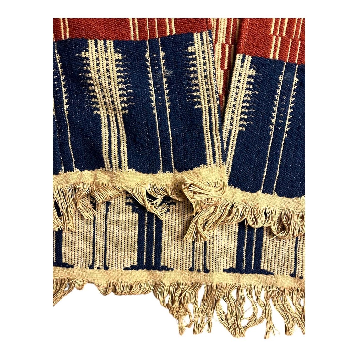 Authentic Vintage Wool Mexican Poncho Southwest Boho Colorful Shawl ...