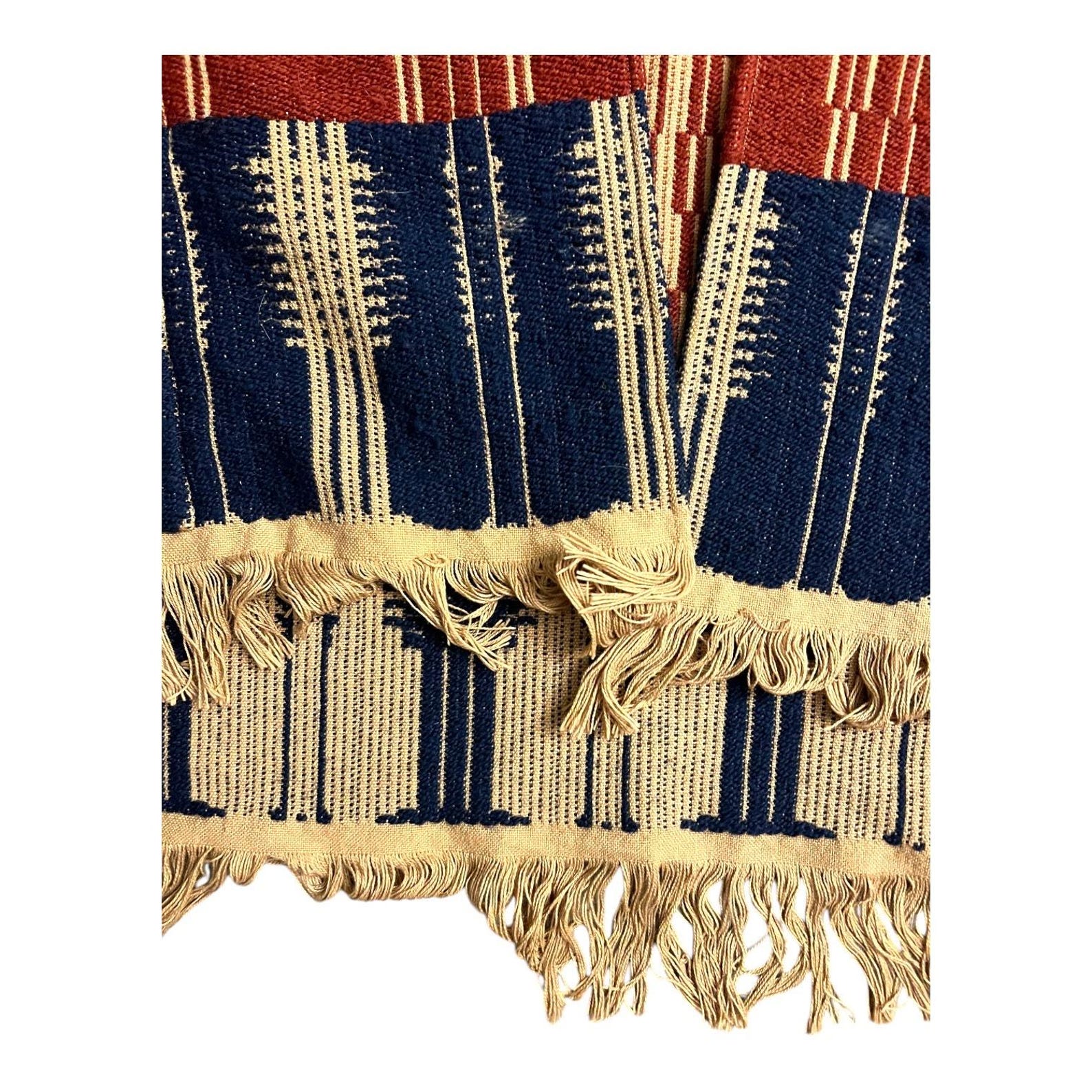 Authentic Vintage Wool Mexican Poncho Southwest Boho Colorful Shawl ...
