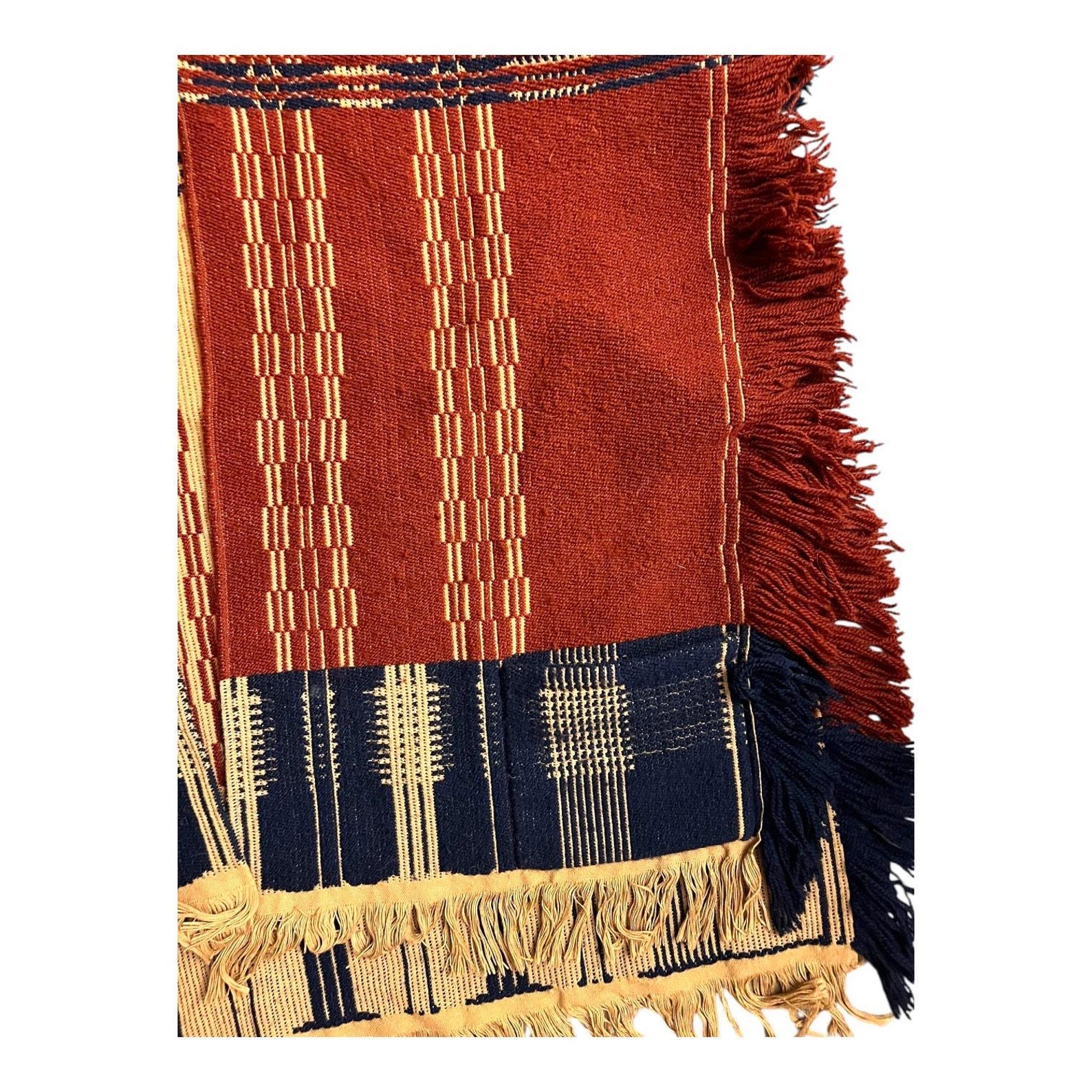 Authentic Vintage Wool Mexican Poncho Southwest Boho Colorful Shawl ...