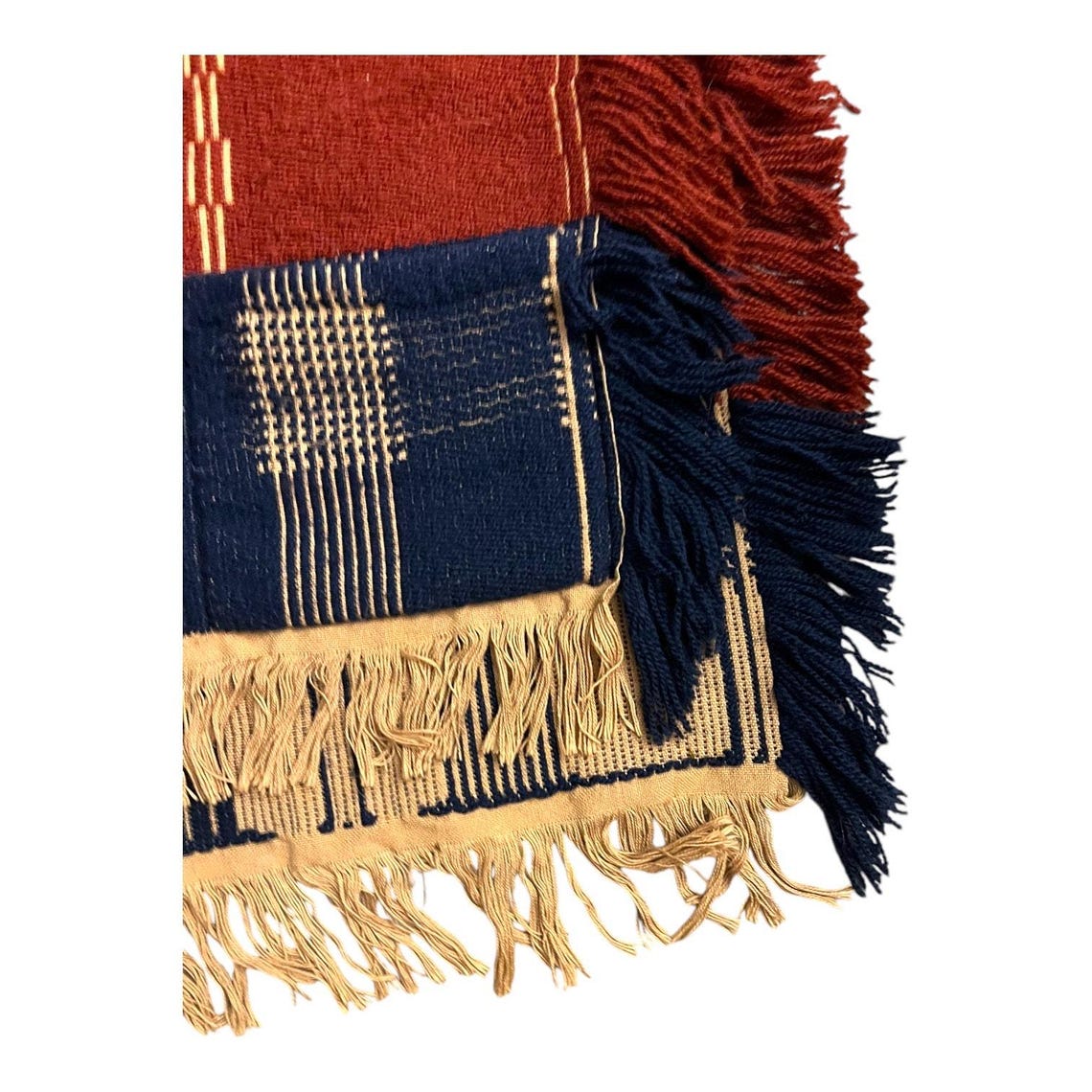Authentic Vintage Wool Mexican Poncho Southwest Boho Colorful Shawl ...