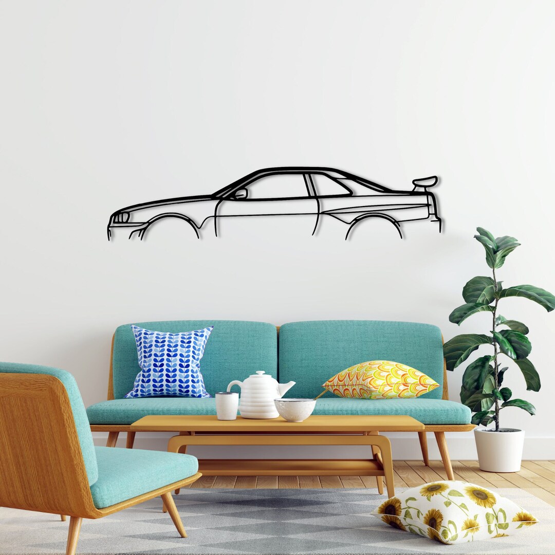 Skyline GT-R R34 Classic Silhouette Metal Wall Art metal Car Silhouette ...