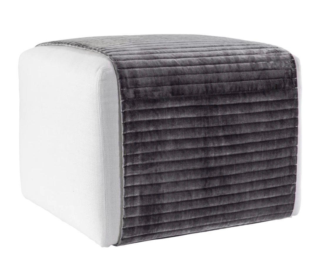 Cubed Ottoman With Channeled Velvet Apron - Etsy