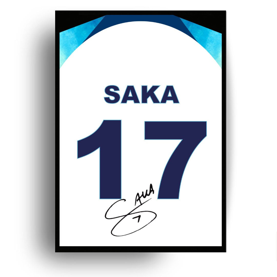 Bukayo Saka Signed Shirt Poster england - Etsy