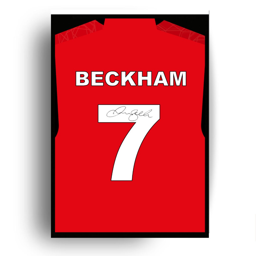 David Beckham Signed Shirt Poster man Utd - Etsy