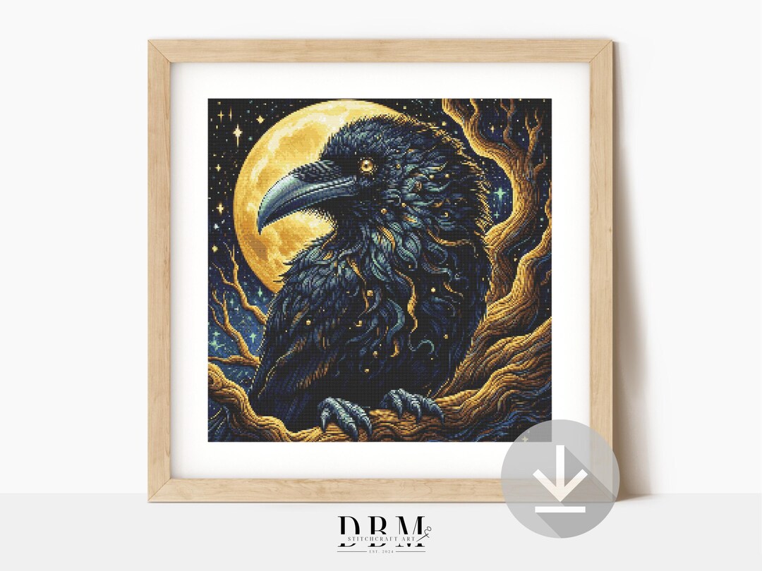 Mystical Raven Cross Stitch Pattern | PDF Guide | Digital Download ...