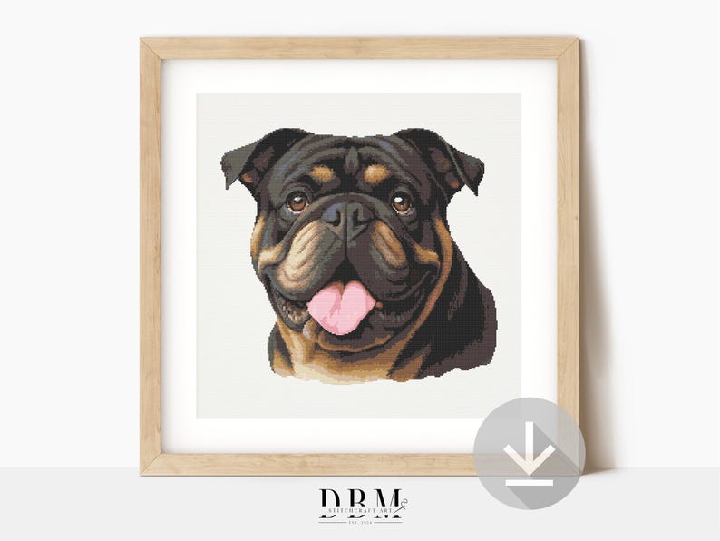 English Bulldog Cross Stitch Pattern | Dog Portrait | PDF Guide ...