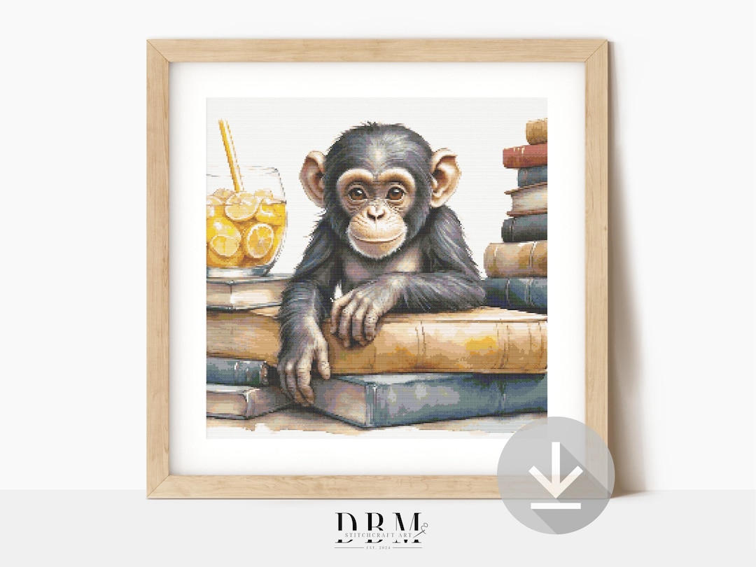 Monkey Cross Stitch Pattern: Chimpanzee Tales PDF Guide Digital ...