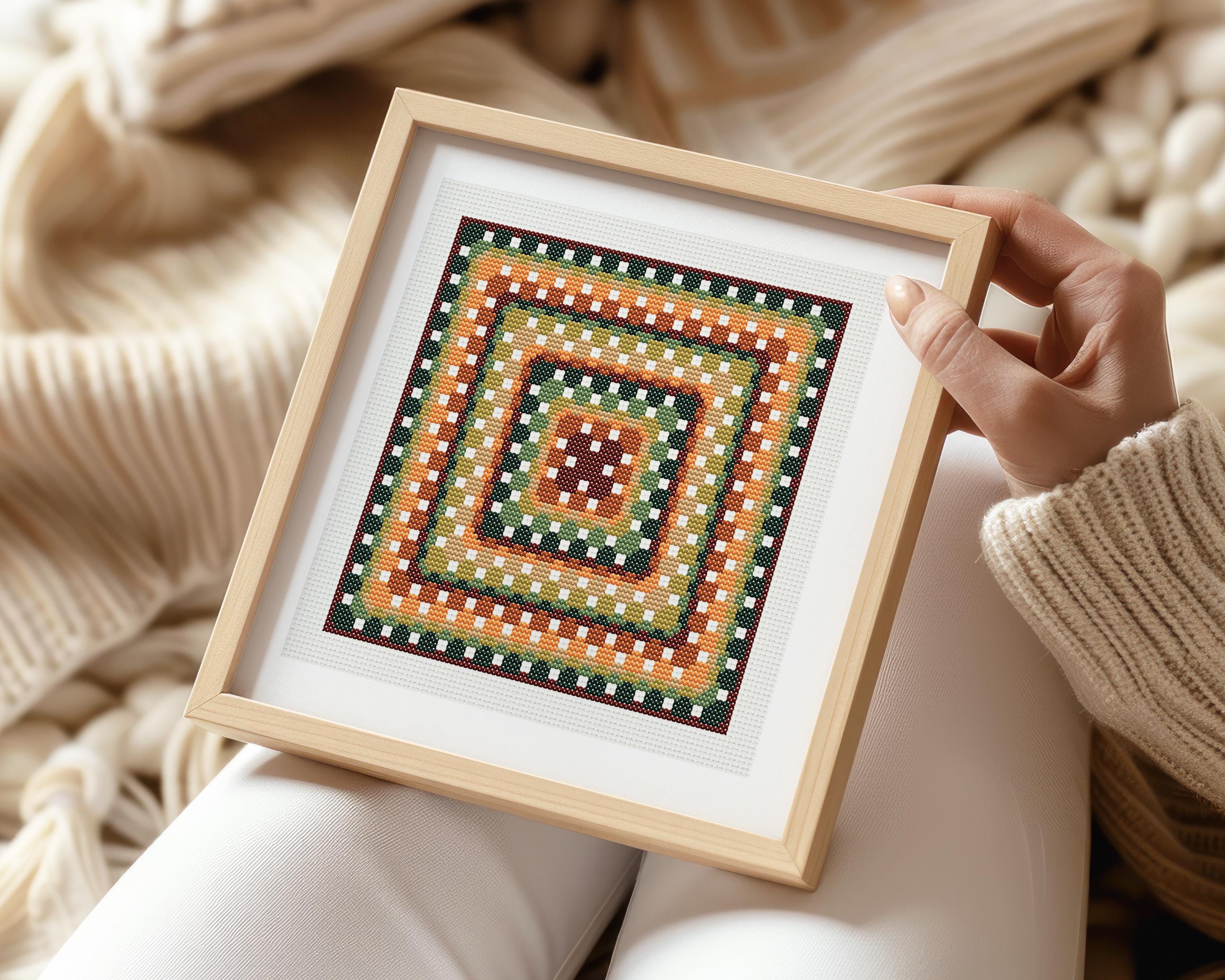 Granny Square Cross Stitch Pattern | Autumn Vibes Motif | PDF Guide ...