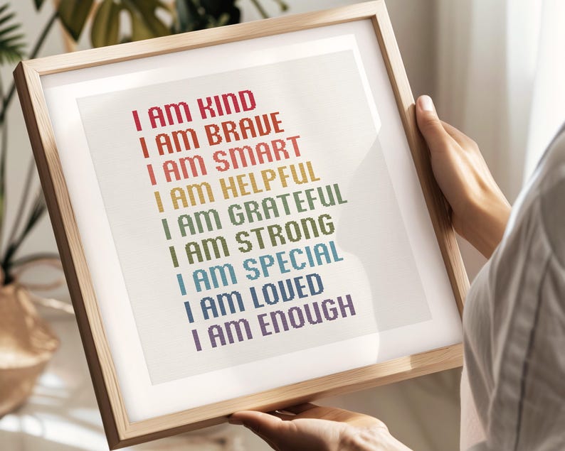 I Am Affirmations Cross Stitch Pattern | Muted Rainbow | PDF Guide ...