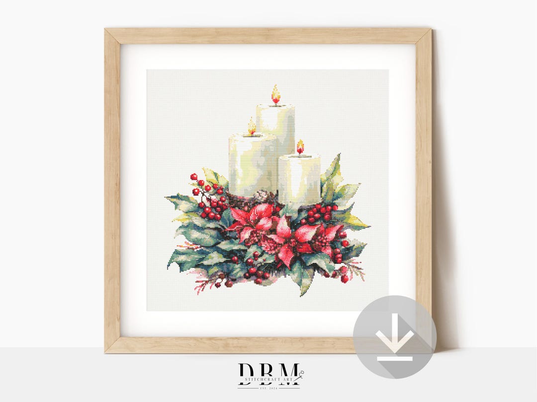 Christmas Candles Cross Stitch Pattern | Holiday Centerpiece | PDF ...