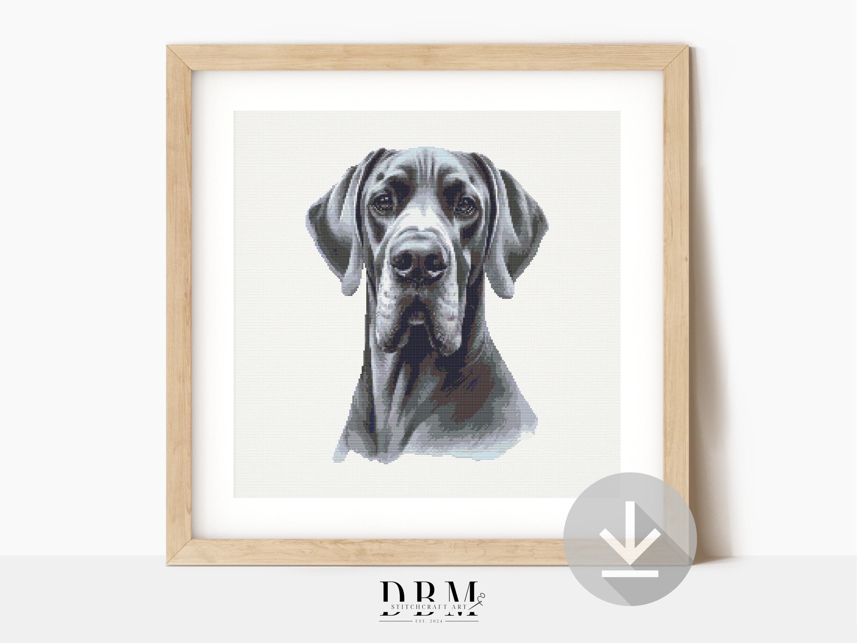 Great Dane Cross Stitch Pattern | Dog Portrait | PDF Guide | Digital ...