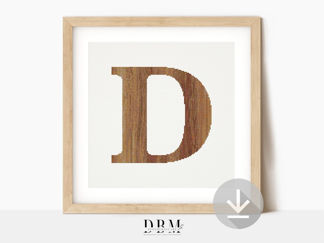 Wooden Letter D Cross Stitch Pattern | Monogram Wall Art | Instant PDF ...