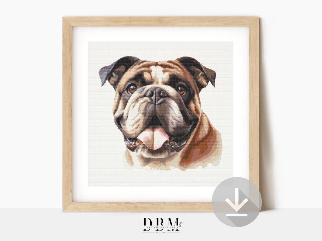English Bulldog Cross Stitch Pattern | Dog Portrait | PDF Guide ...