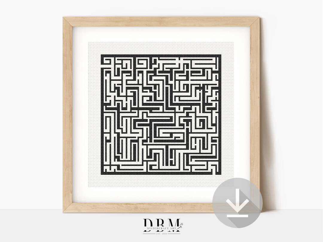 Geometric Cross Stitch Pattern | Labyrinth Maze | PDF Guide | Digital ...