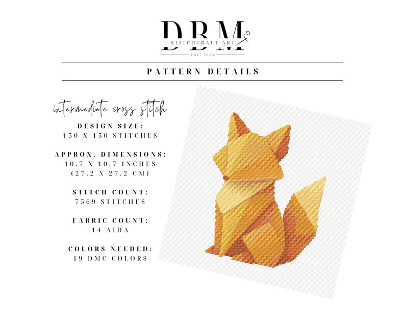 Origami Red Fox Cross Stitch Pattern | Modern Nursery | PDF Guide ...