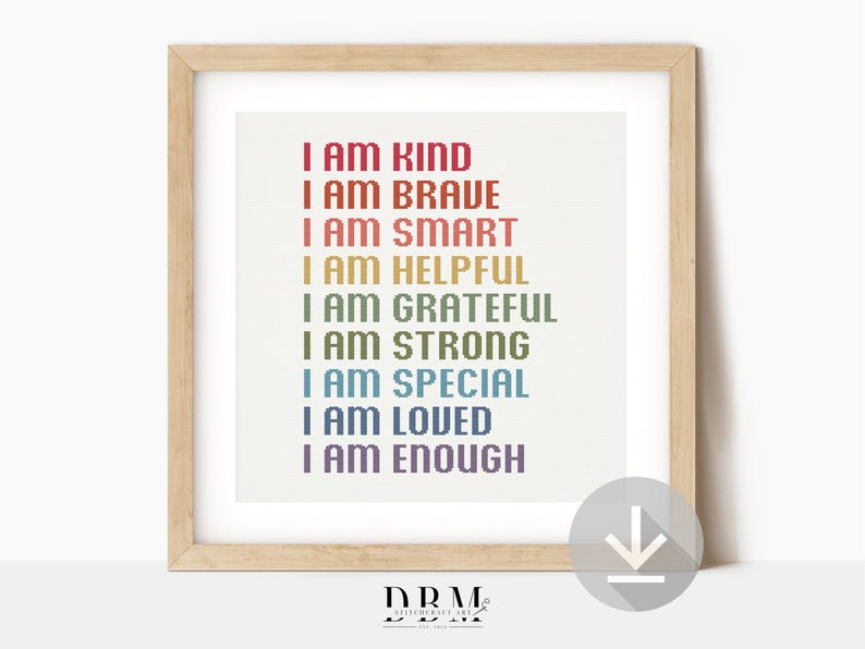 I Am Affirmations Cross Stitch Pattern | Muted Rainbow | PDF Guide ...